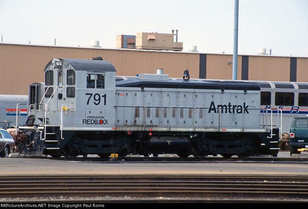AMTK 791, EMD SW1000, ex MKT 16, at the Lumber Street facility